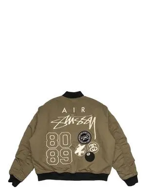 StÜssy X Nike Reversible Varsity Jacket - Medium Olive/bright Mandarin