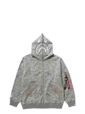A BATHING APE BAPE X Alpha Industries Shark Full Zip Hoodie Olivedrab