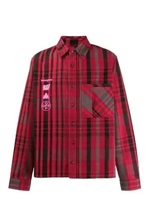 Off-White Mariana De Silva Checked Cotton Blend Flannel Shirt - Red