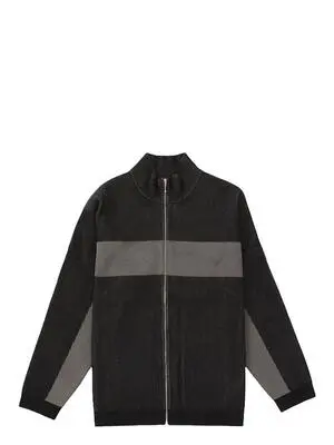 Supreme Two-tone Ribbed Zip-up Sweater - Black