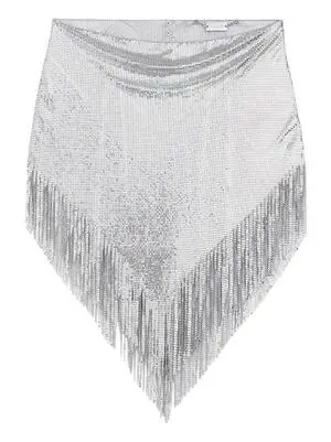 Rabanne Metalmesh Skirt With Fringe - Silver