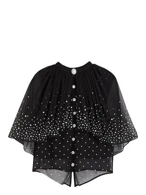 Rabanne Embellished Chiffon Cape Top - Black