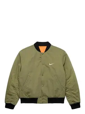 StÜssy X Nike Reversible Varsity Jacket - Medium Olive/bright Mandarin