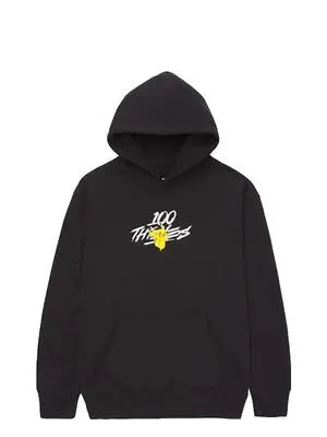 100 THIEVES X Pokémon Pikachu Core Hoodie - Washed Black