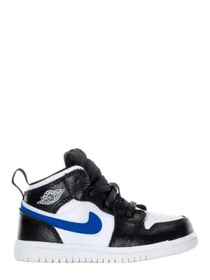 JORDAN 1 Mid Swoosh Sneakers - Black/white/hyper Cobalt Blue