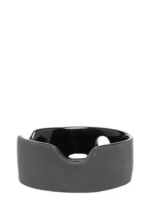 Off-White Matte Ceramic Cut Out Ashtray - Black