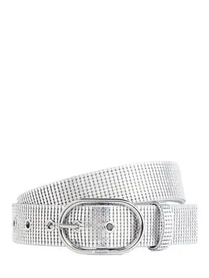 Saint Laurent Lv Initiales Reversible Damier Belt 30mm - Silver