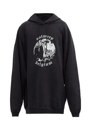 Raf Simons Archive Redux Aw01 Antwerp Print Hooded Sweatshirt - Black