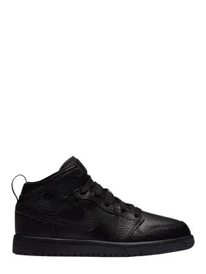 JORDAN 1 Mid Triple Tumbled Leather Sneakers - Black