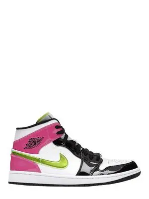 JORDAN Air Jordan 1 Mid Sneakers White/blackone-colorcyberone-colorpink