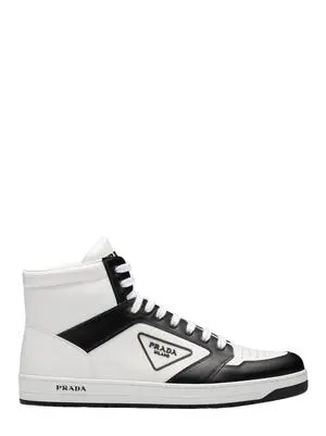 Prada District High Leather Sneakers - White/black
