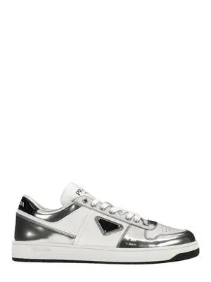 Prada Downtown Low-top Leather Sneakers - White/silver