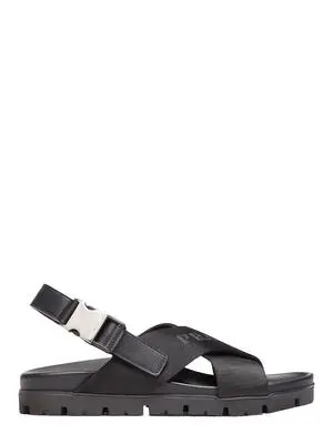 Prada Crisscross Strap Sandals - Black