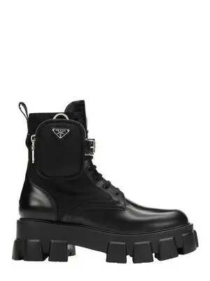 Prada Monolith 55mm Pouch Ankle Boots - Black/silver