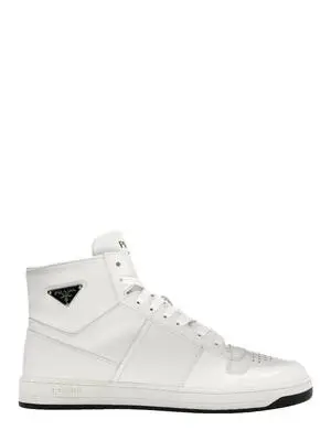 Prada Downtown High-top Leather Sneakers - White/black