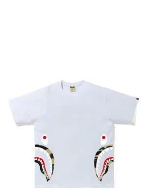 A BATHING APE 1st Camo Side Shark Tee Shirt White/yellow