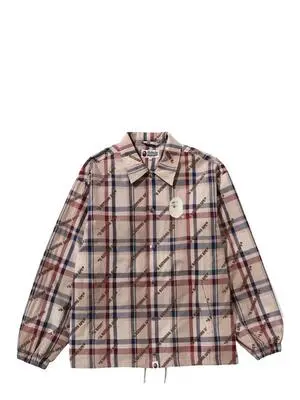 BAPE A Bathing Ape Logo Check Coach Jacket - Beige