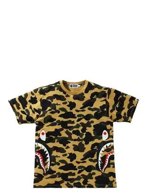 A BATHING APE 1st Camo Side Shark Tee Shirt - Yellow