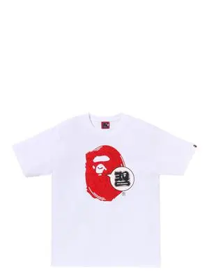 A BATHING APE 30th Anniversary Ape Head Tee Shirt - White/red