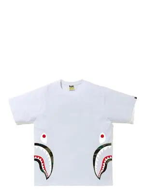 A BATHING APE 1st Camo Side Shark Tee Shirt - White/green