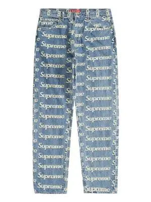 Supreme Frayed Logos Regular Jean - Blue