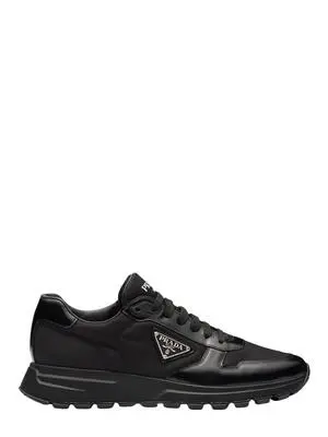 Prada PRAX 01 Re-Nylon And Brushed Leather Sneakers Black/black