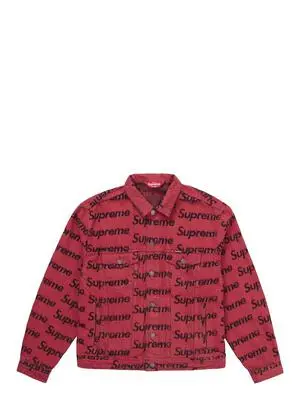 Supreme Frayed Logos Denim Trucker Jacket - Red
