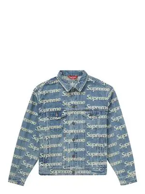 Supreme Frayed Logos Denim Trucker Jacket - Blue