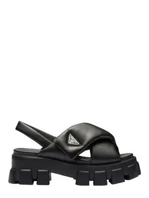 Prada Monolith Padded Nappa Leather Sandals - Black