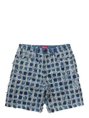 Supreme Frayed Patchwork Baggy Denim Shorts - Washed Blue