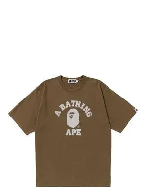 A BATHING APE Pigment Dyed College Relaxed Fit Tee Shirt - Beige