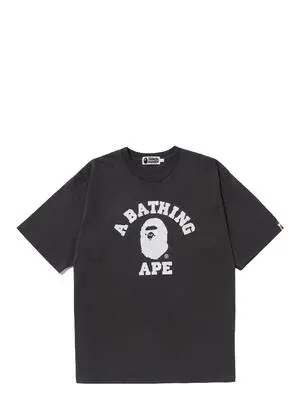 A BATHING APE Pigment Dyed College Relaxed Fit Tee Shirt - Black