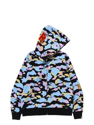 A BATHING APE Camo Shark Full Zip Hoodie - Black