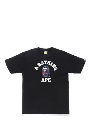A BATHING APE Neon Tokyo College Tee Shirt - Black