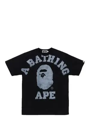 A BATHING APE Overprinted College Tee Shirt - Black