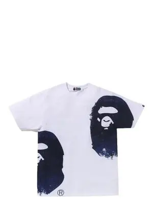 A BATHING APE Overprinted Ape Head Tee Shirt - White
