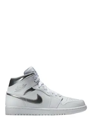 JORDAN 1 Retro Mid Sneakers - White/metallic Silver