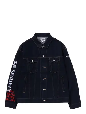 A BATHING APE Motif Loose Fit Denim Jacket - Indigo