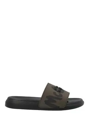 Alexander McQueen Graffiti Pool Slides - Green/black