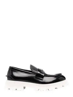 Alexander McQueen Contrast Sole Leather Loafers - Black/white