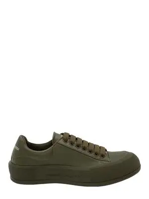 Alexander McQueen Leather Deck Plimsoll - Khaki