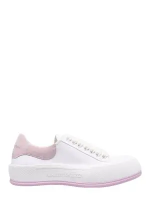 Alexander McQueen Deck Skate Plimsoll Lace Up Sneakers - White/pink