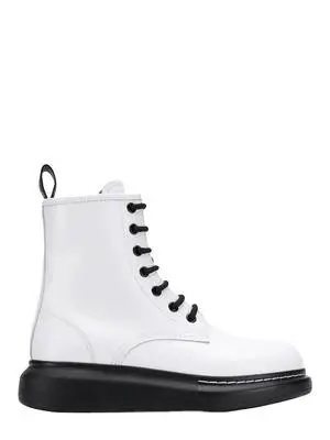 Alexander McQueen Glossed-leather Platform Ankle Boots - White/black