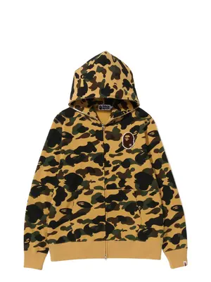 A BATHING APE 1st Camo Ape Head Patched Full Zip Hoodie - Yellow