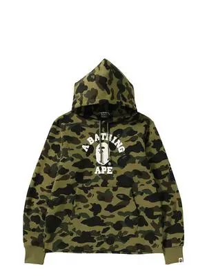 A BATHING APE 1st Camo College Wide Pullover Hoodie - Green