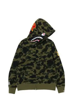 A BATHING APE 1st Camo Shark Full Zip Hoodie - Green