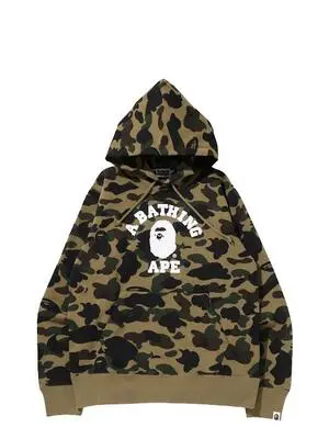 A BATHING APE 1st Camo College Pullover Hoodie - Green