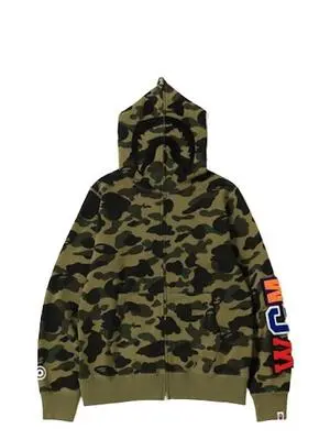 A BATHING APE 1st Camo Detachable Shark Hoodie - Green