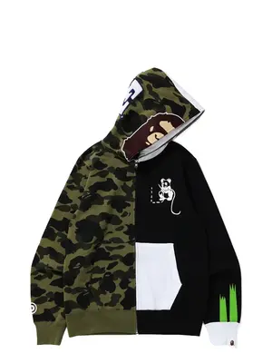 A BATHING APE 1st Camo Ape Panda Half Zip Hoodie - Green