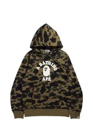 A BATHING APE 1st Camo College Pullover Hoodie - Green